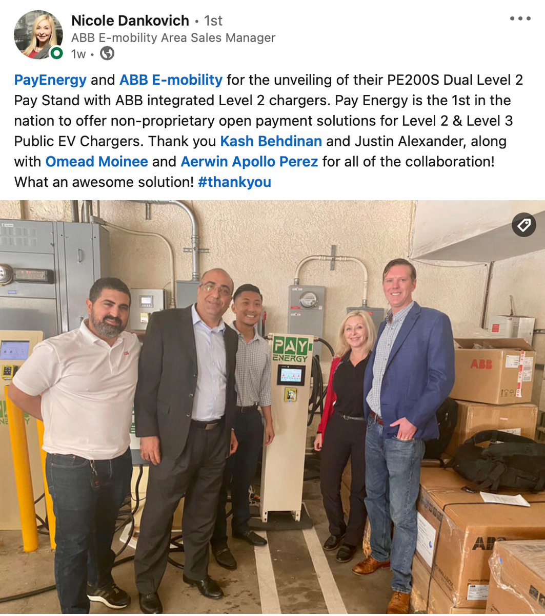 PayEnergy and ABB E-mobility unveiling of PE250 Dual Level 2 Pay Stand
